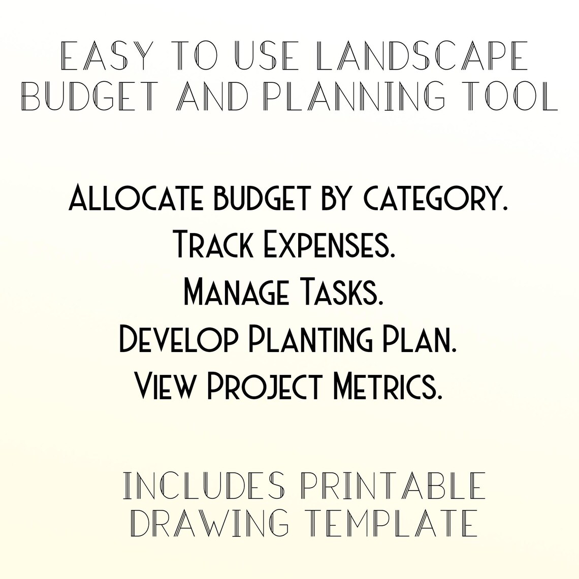 Easy Landscape Budget Plan Excel Template - Etsy
