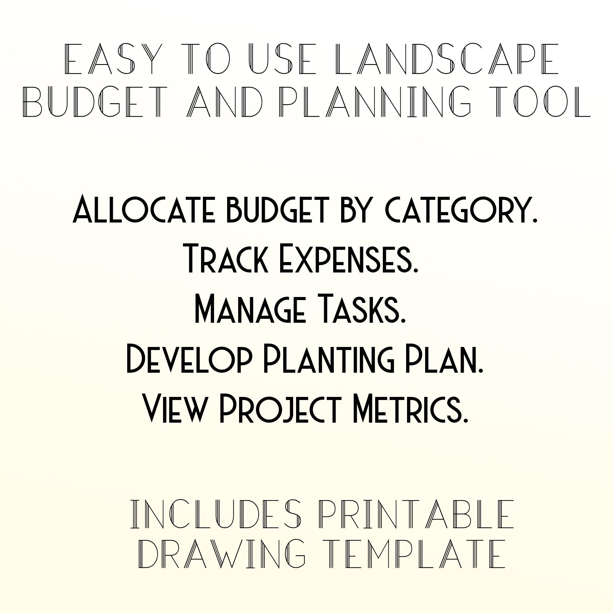 Easy Landscape Budget Plan Excel Template - Etsy