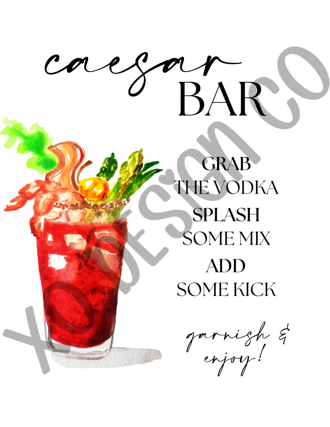 Caesar Bar Printable Drink Sign - Etsy