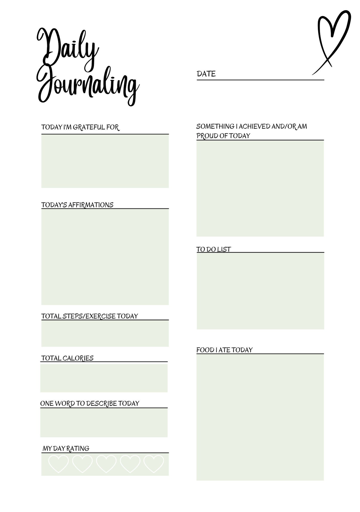 Daily Journal. Printable A5 With Affirmations, Achievements, Exercise ...