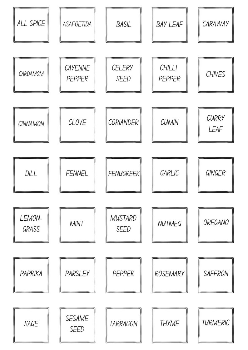Herb and Spice Labels, 35 Printable Labels to Organise Your Kitchen in ...