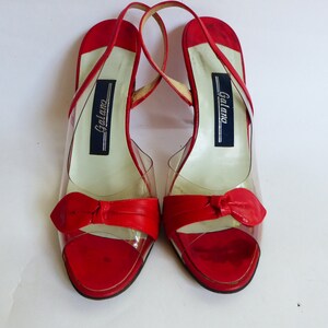 80s Vtg Clear Vinyl & Red Leather Slingback Shoes High Heel - Etsy