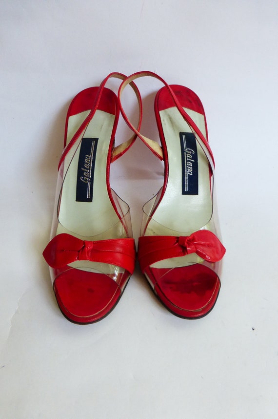 80s Vtg Clear Vinyl & Red Leather Slingback Shoes High Heel - Etsy