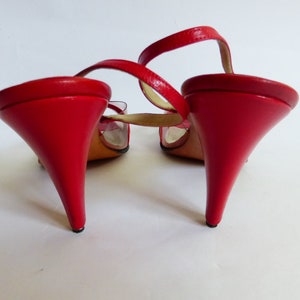 80s Vtg Clear Vinyl & Red Leather Slingback Shoes High Heel - Etsy