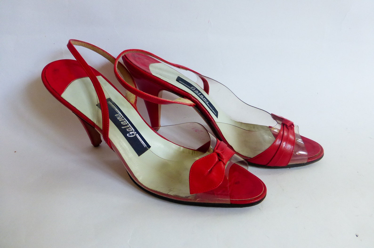 80s Vtg Clear Vinyl & Red Leather Slingback Shoes High Heel - Etsy