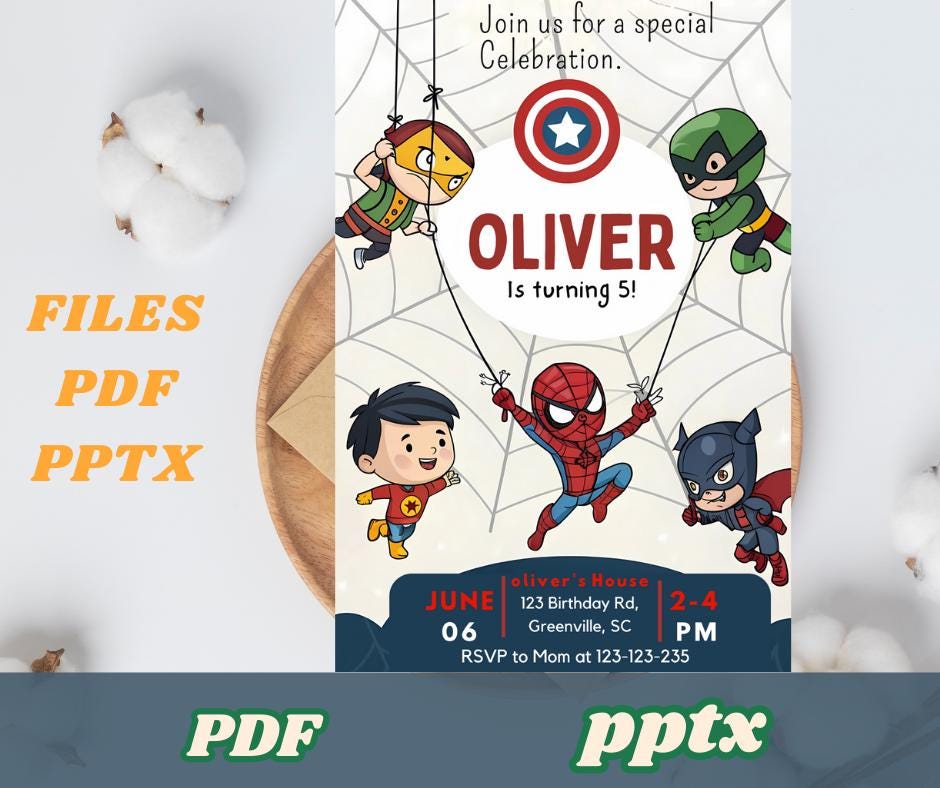 Editable Superhero Birthday Invitation Template | Avengers Digital ...