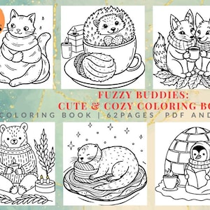 Fuzzy Buddies: Cute and Cozy Coloring Book | Relaxing Illustrations for ...