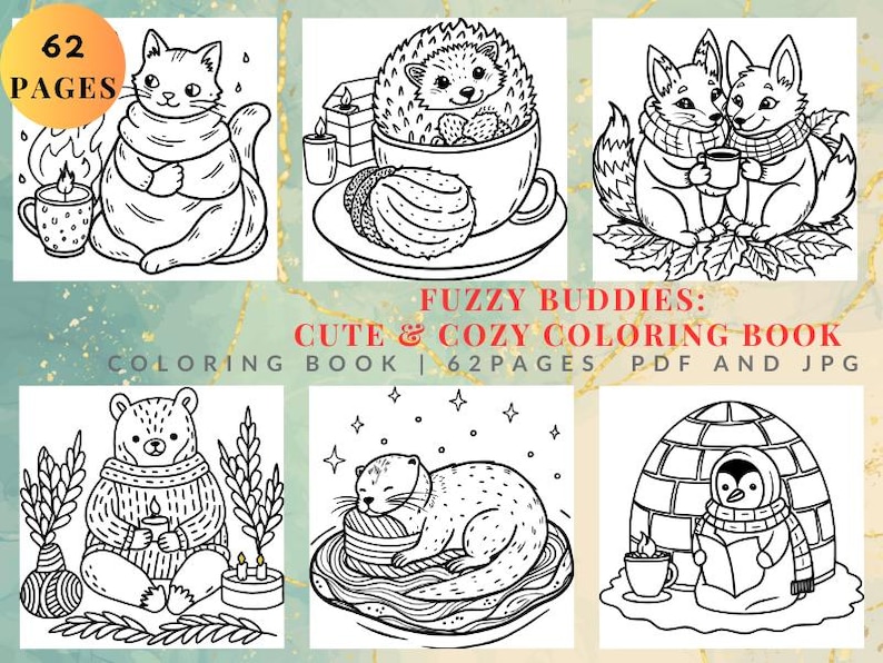 Fuzzy Buddies: Cute and Cozy Coloring Book | Relaxing Illustrations for ...