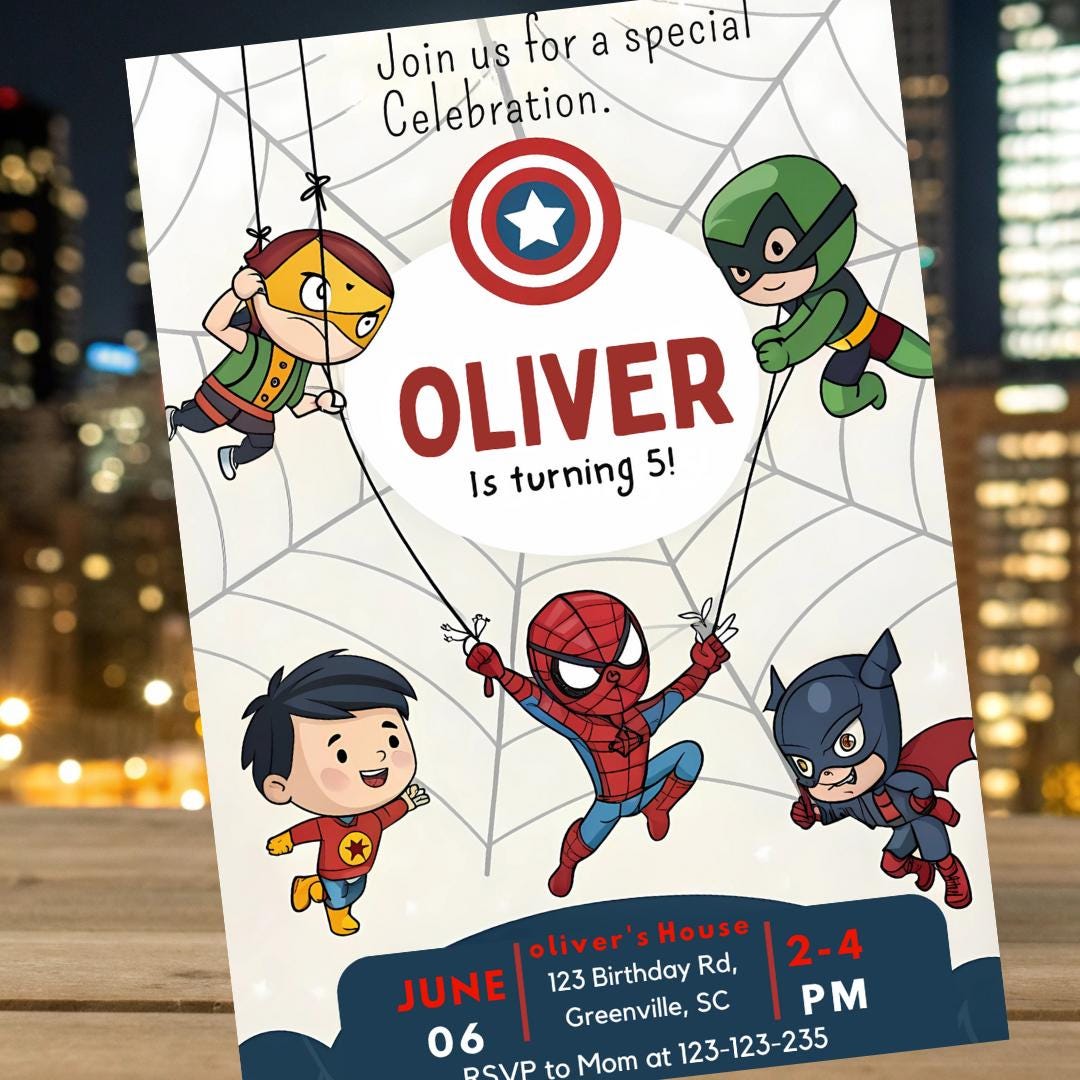 Editable Superhero Birthday Invitation Template | Avengers Digital ...