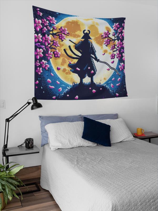 Pixel Art Samurai Tapestry Japanese Samurai High-resolution Wall Art ...