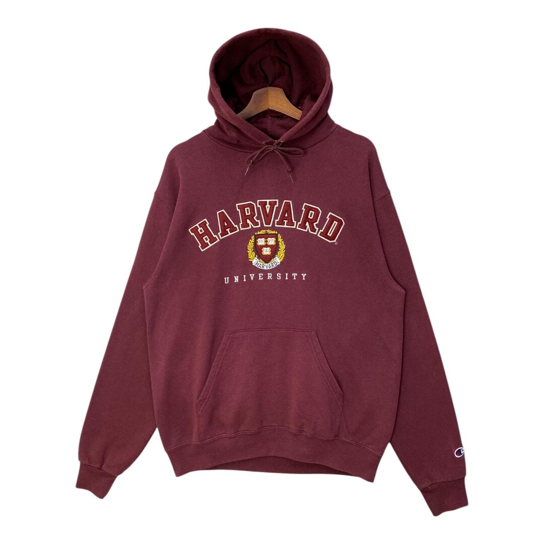 Vintage Champion Harvard University Hoodie Big Spellout Embroidery ...