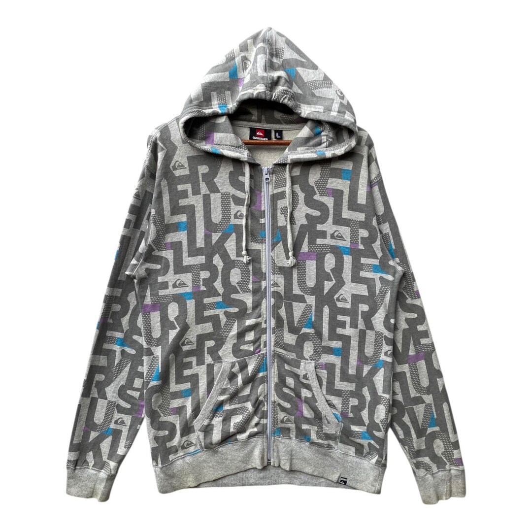 Vintage Quicksilver Hoodie Full Print Full Zip Surf Brand Pullover ...