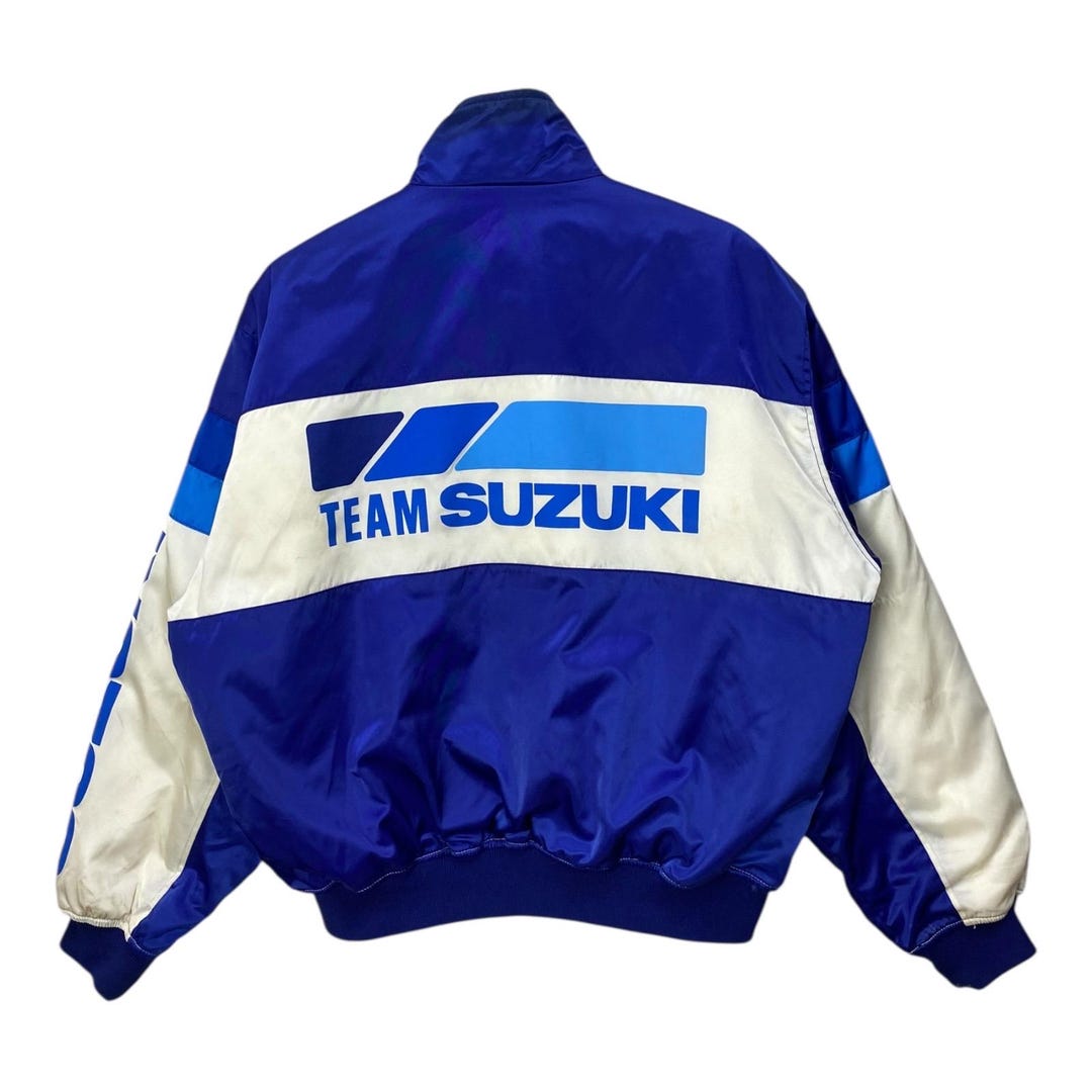 Vintage Team Suzuki Bomber Jacket Motor Racing Blue Full Zip Size Large ...