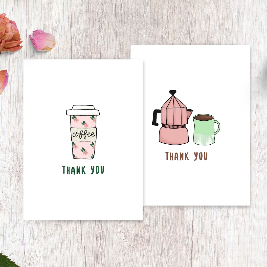 Thank You Cards, Coffee Thank You Cards Set, Thank You Cards Pack ...