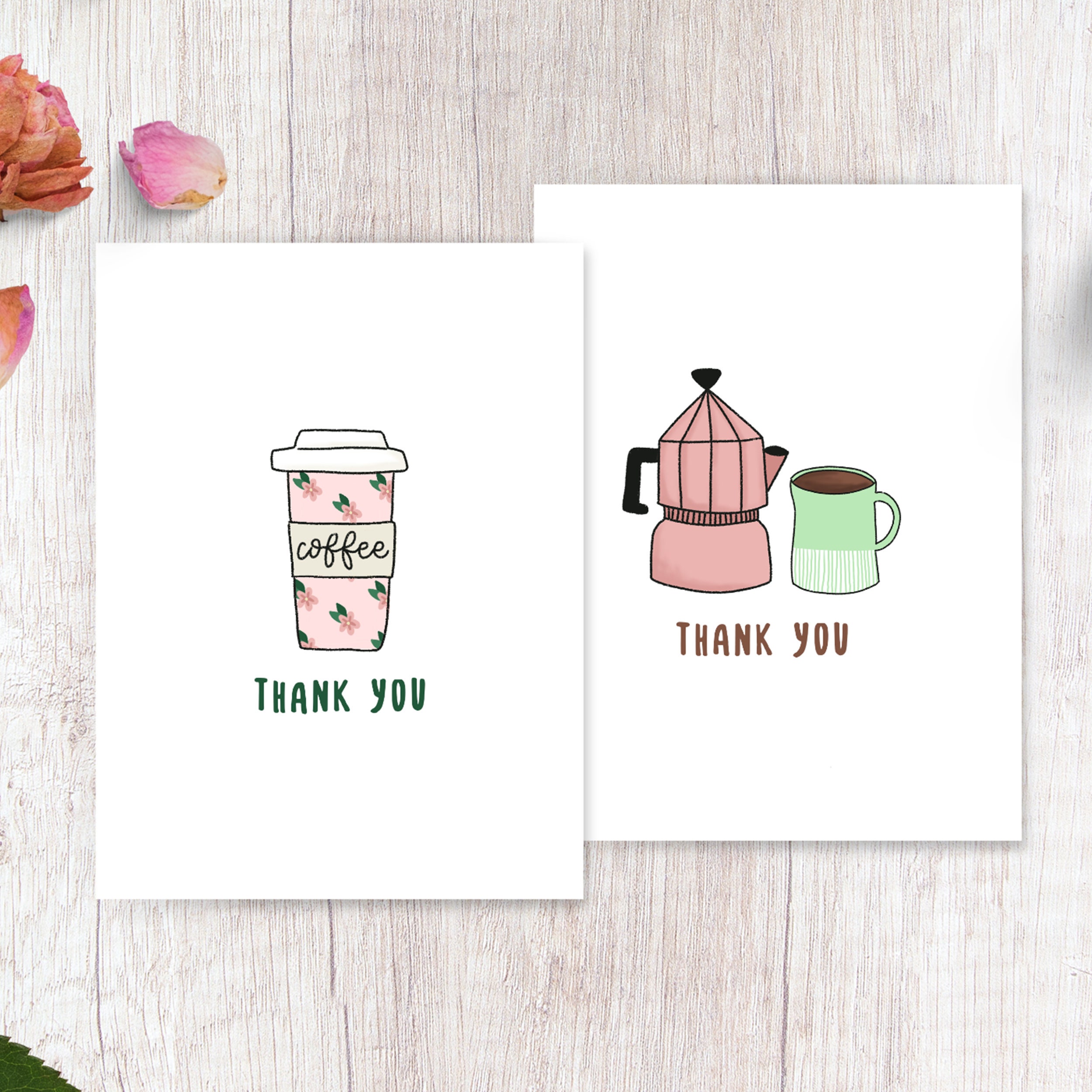 Thank You Cards Coffee Thank You Cards Set Thank You Cards - Etsy
