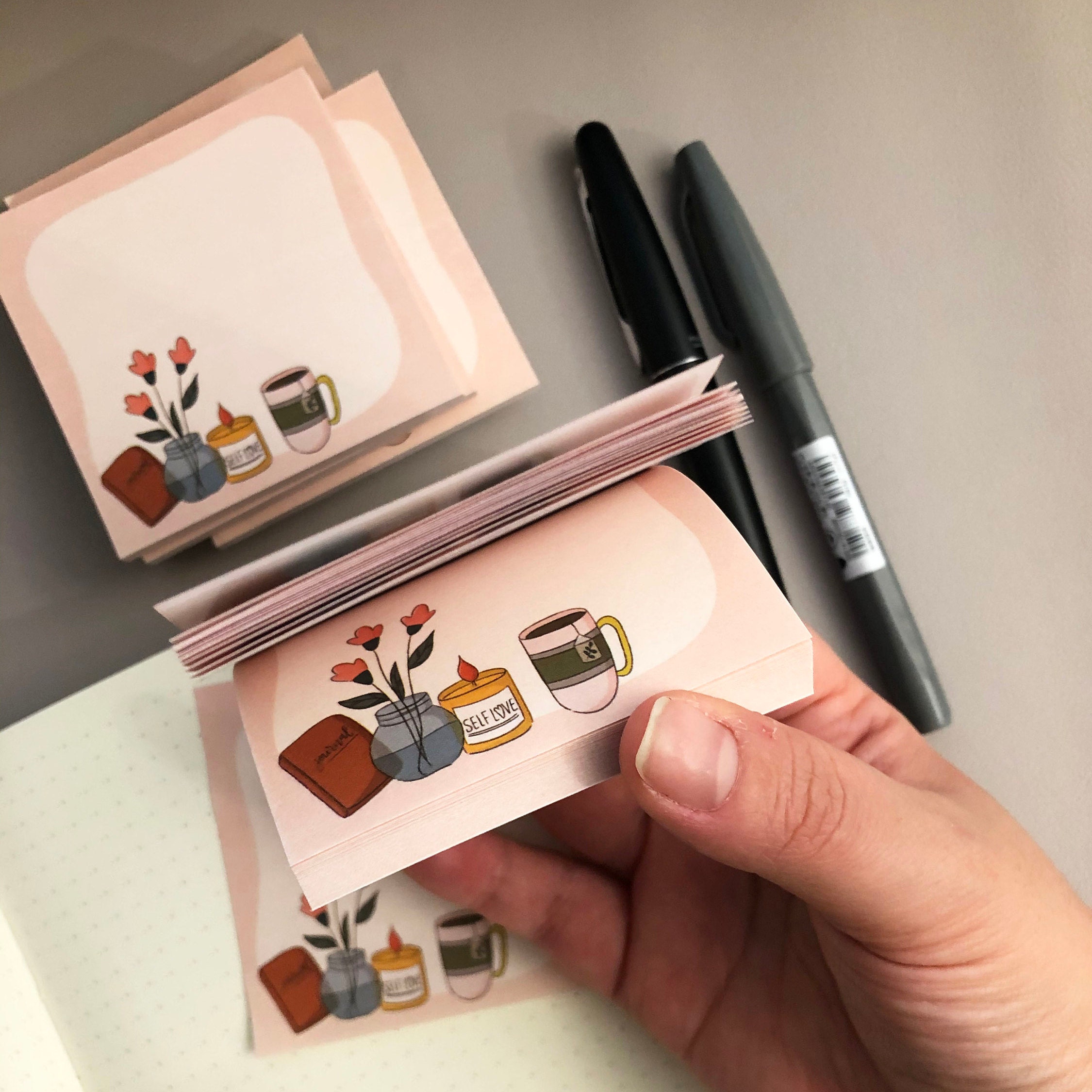Cozy Self Love Sticky Notes Cute Notepad Kawaii Memopad | Etsy