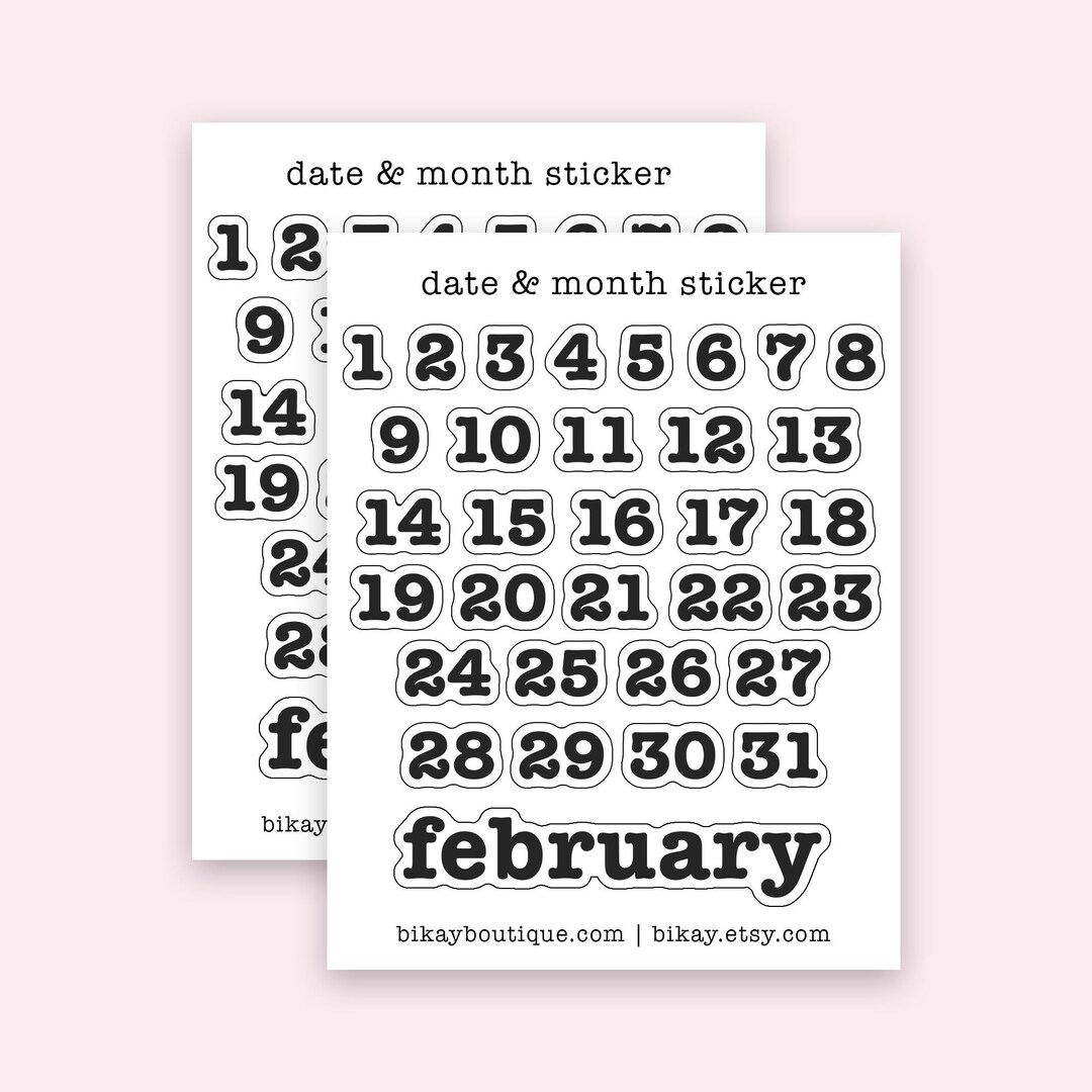 Month and Date Sticker Set, Calendar Sticker Set, Planner Supplies ...