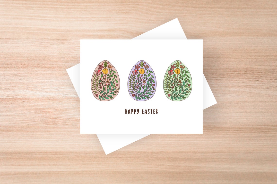 Easter Card, Happy Easter Eggs Card Set - Etsy Canada