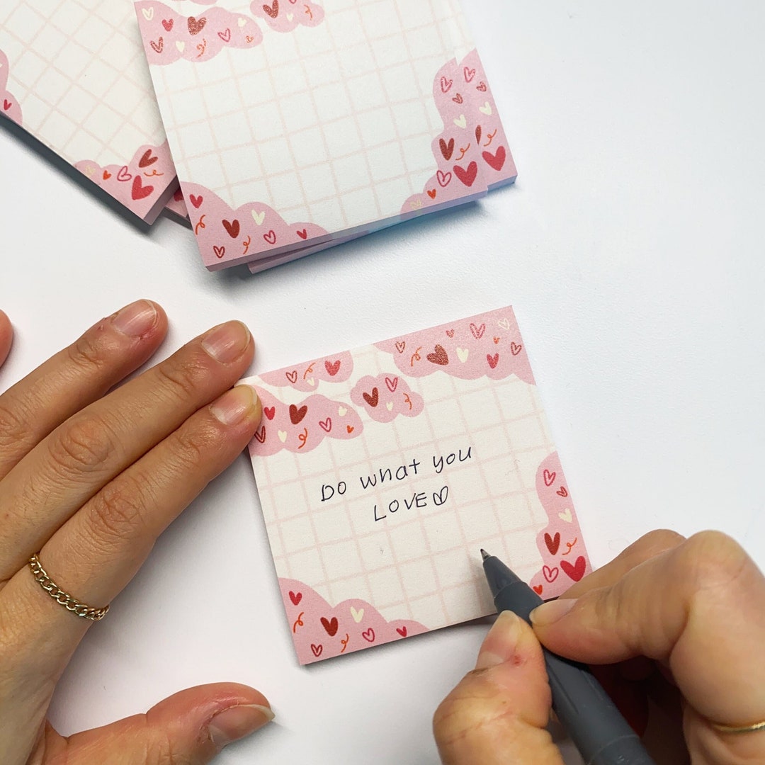SECONDS - Cloud of Hearts Sticky Notes, Cute Pattern Notesstationery ...