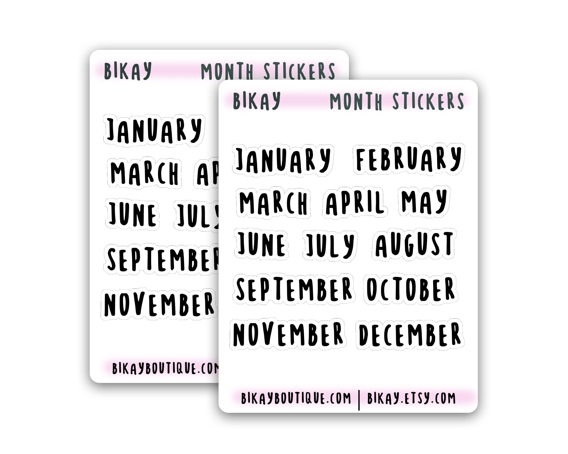 Month Script Stickers, Headers Planner Monthly Stickers, Month Stickers ...