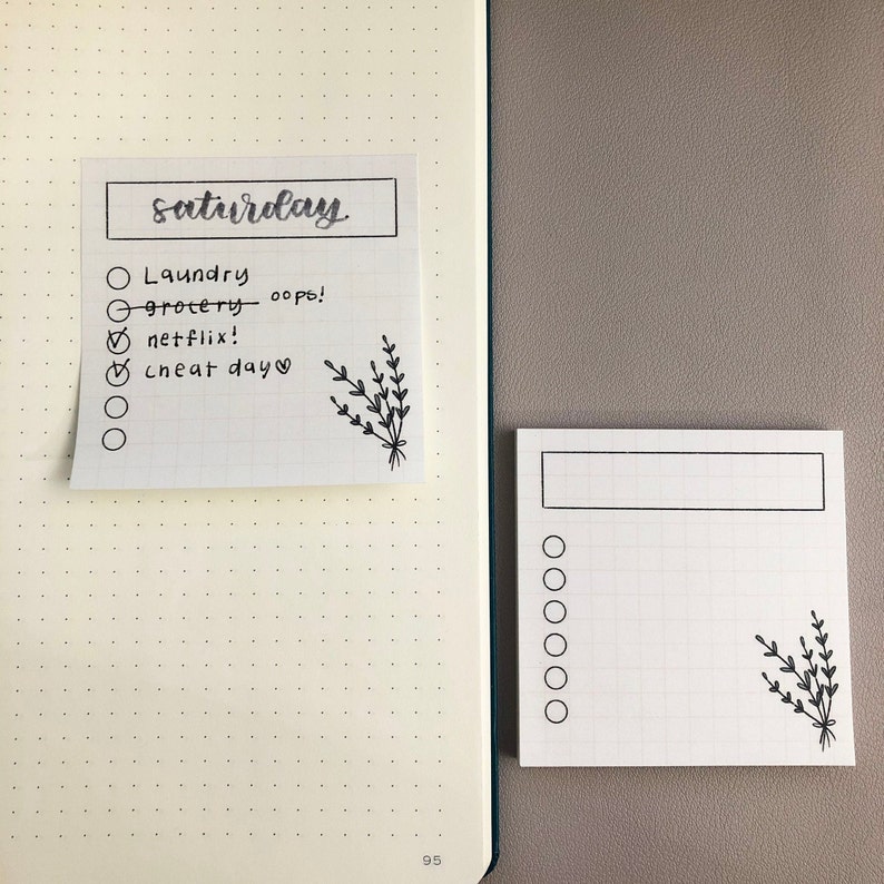 Minimalist to Do List Sticky Notes Flower Notes Kawaii - Etsy