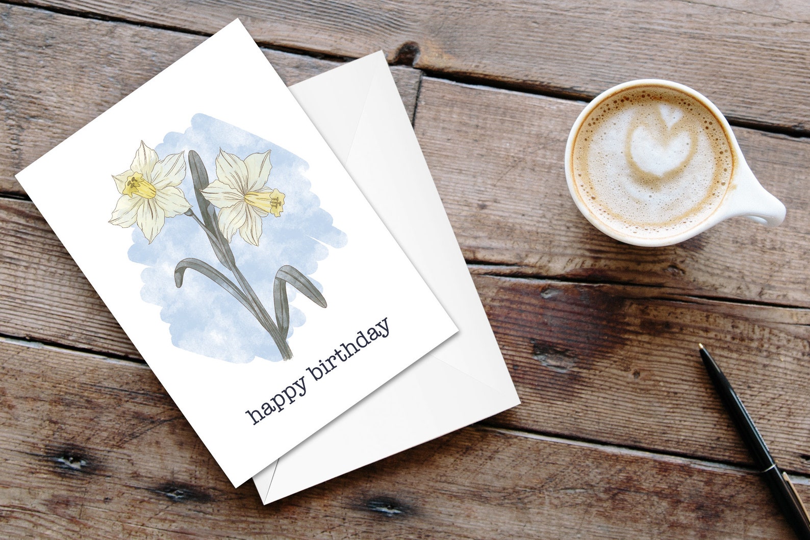 Daffodil March Birth Flower Birthday Card, Floral Birthday Card - Etsy ...