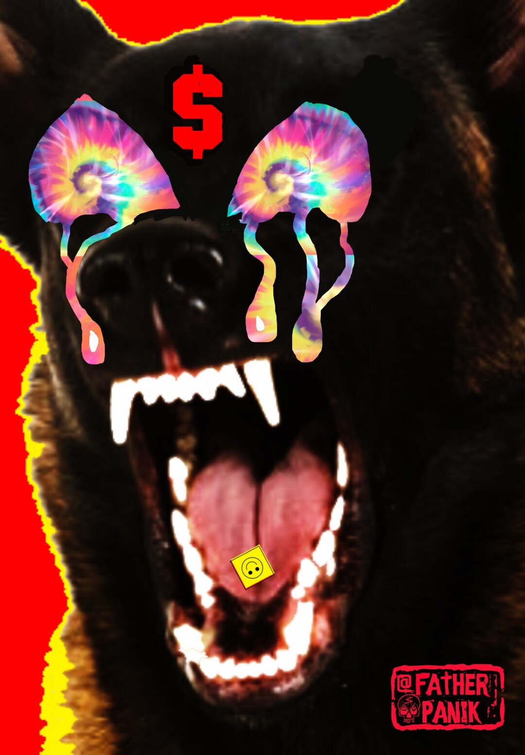 Big Ole Trippy Behemoth Hell Dog LSD Tie Dye Eyes and Snarling - Etsy