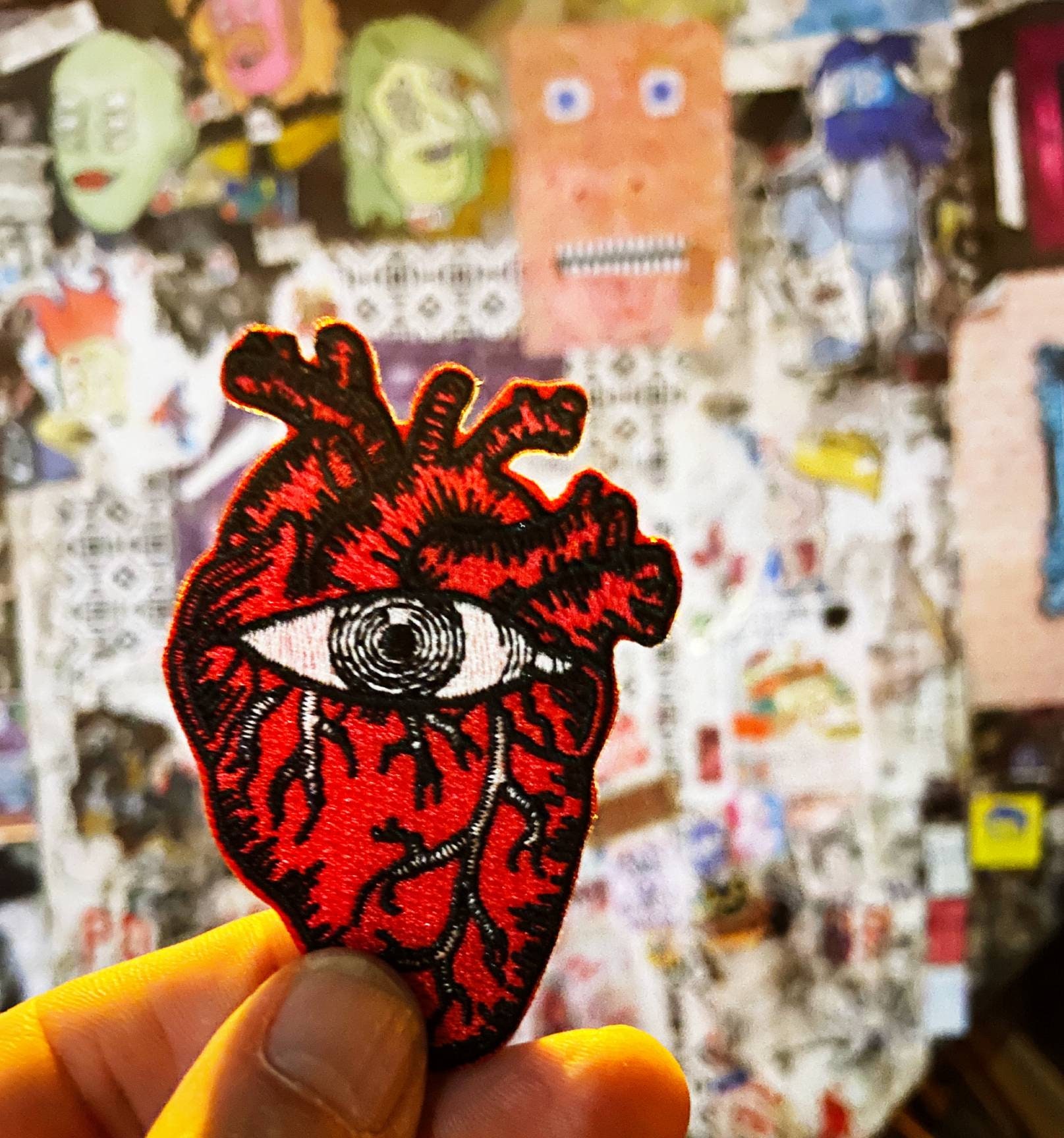 All Seeing Eye Anatomical Heart Iron on Patch. Embroidered, Punk, Psychedelic Biker Tattoo ...