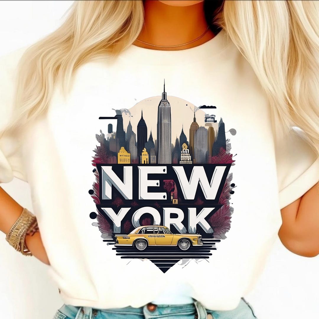 NYC Watercolor Clipart: New York Taxi, City Skyline (PNG Digital ...