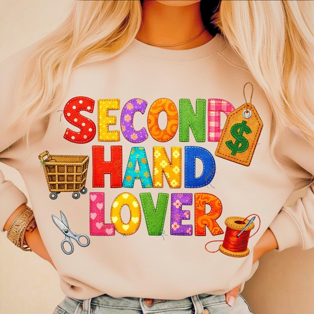 Second Hand Love PNG – Faux Embroidery Vintage Thrift Design - Etsy