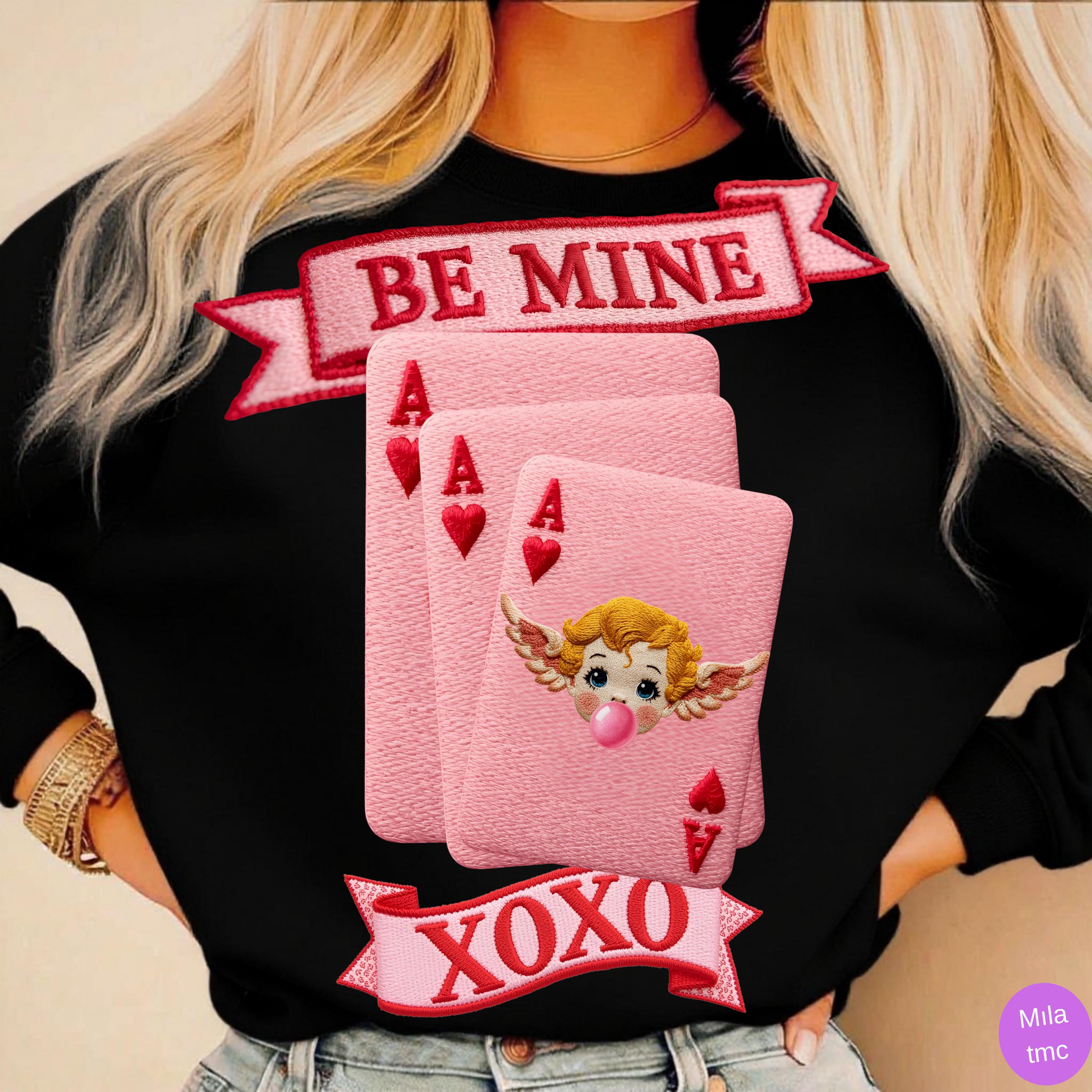 Faux Yarn Valentine Cards PNG | Cupid Bubble Gum Be Mine XOXO Design - Etsy