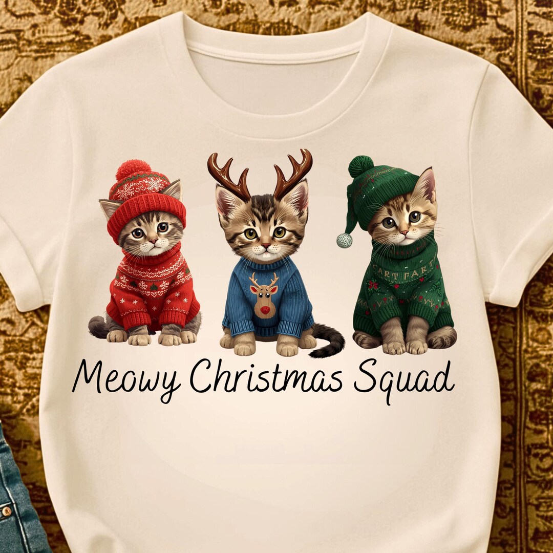 Meowy Christmas Cats PNG: Holiday Kittens Clipart (digital Download) - Etsy