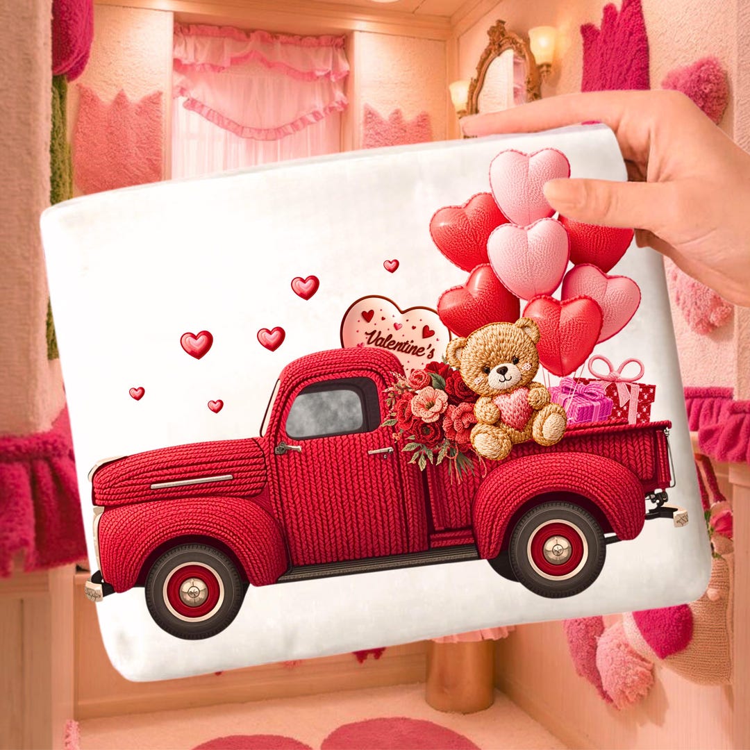 Valentine Truck PNG Teddy Yarn Bear Cozy Love Design - Etsy