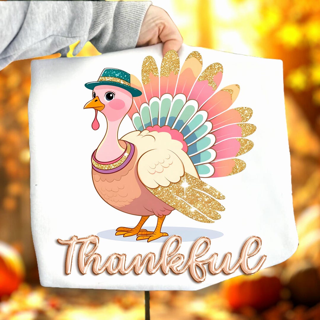 Pastel Glitter Turkey PNG: Thanksgiving Sublimation (digital Download ...