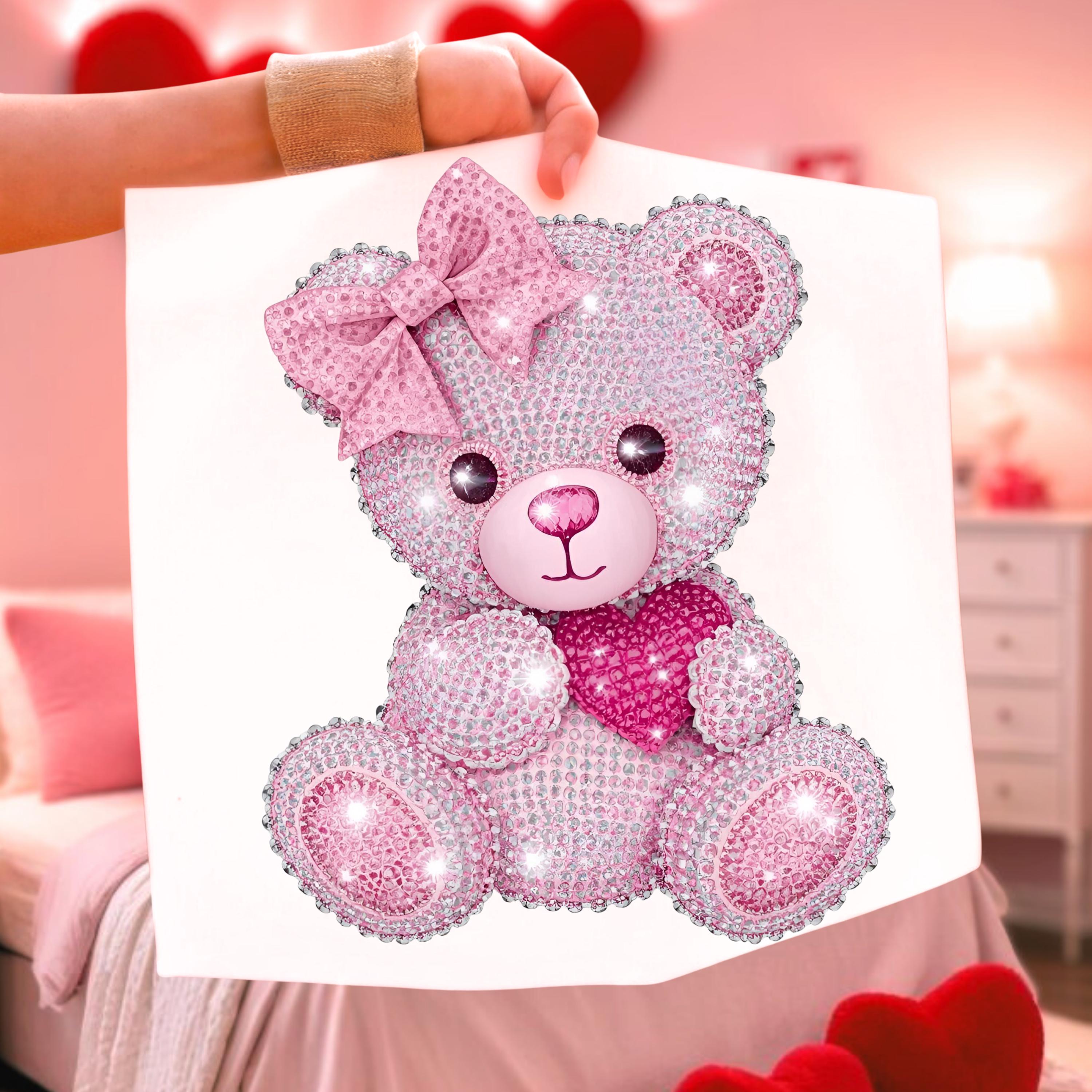 Bear Bling Rhinestone PNG | Jeweled Valentine Preppy V-day DTF Design ...
