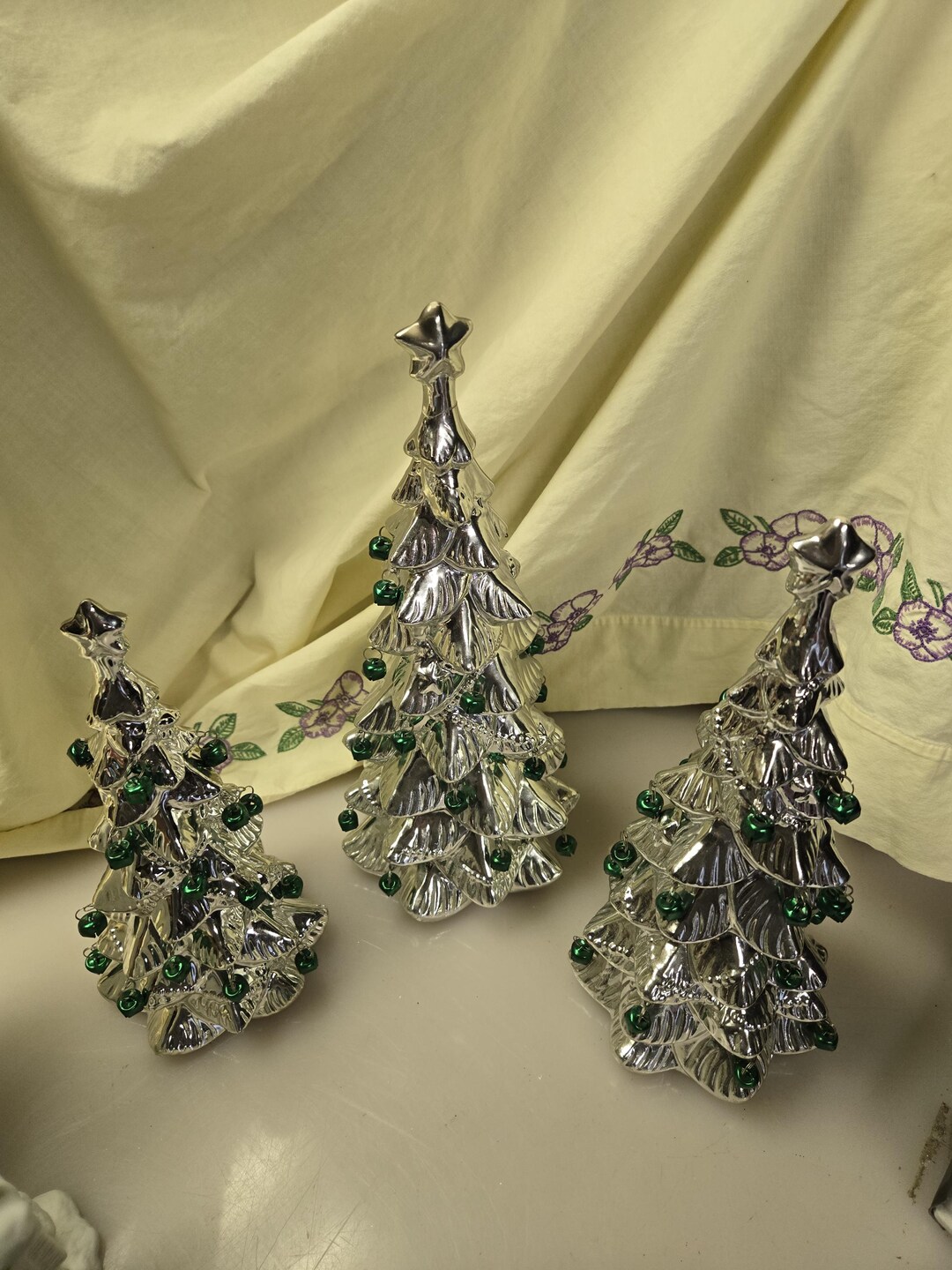 Vintage Ceramic Metallic Coating Christmas Trees - Set of 3 - Etsy