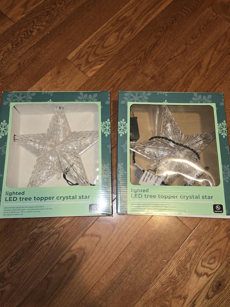 Lighted LED Tree Topper Crystal Stars - Set of 2 - Etsy