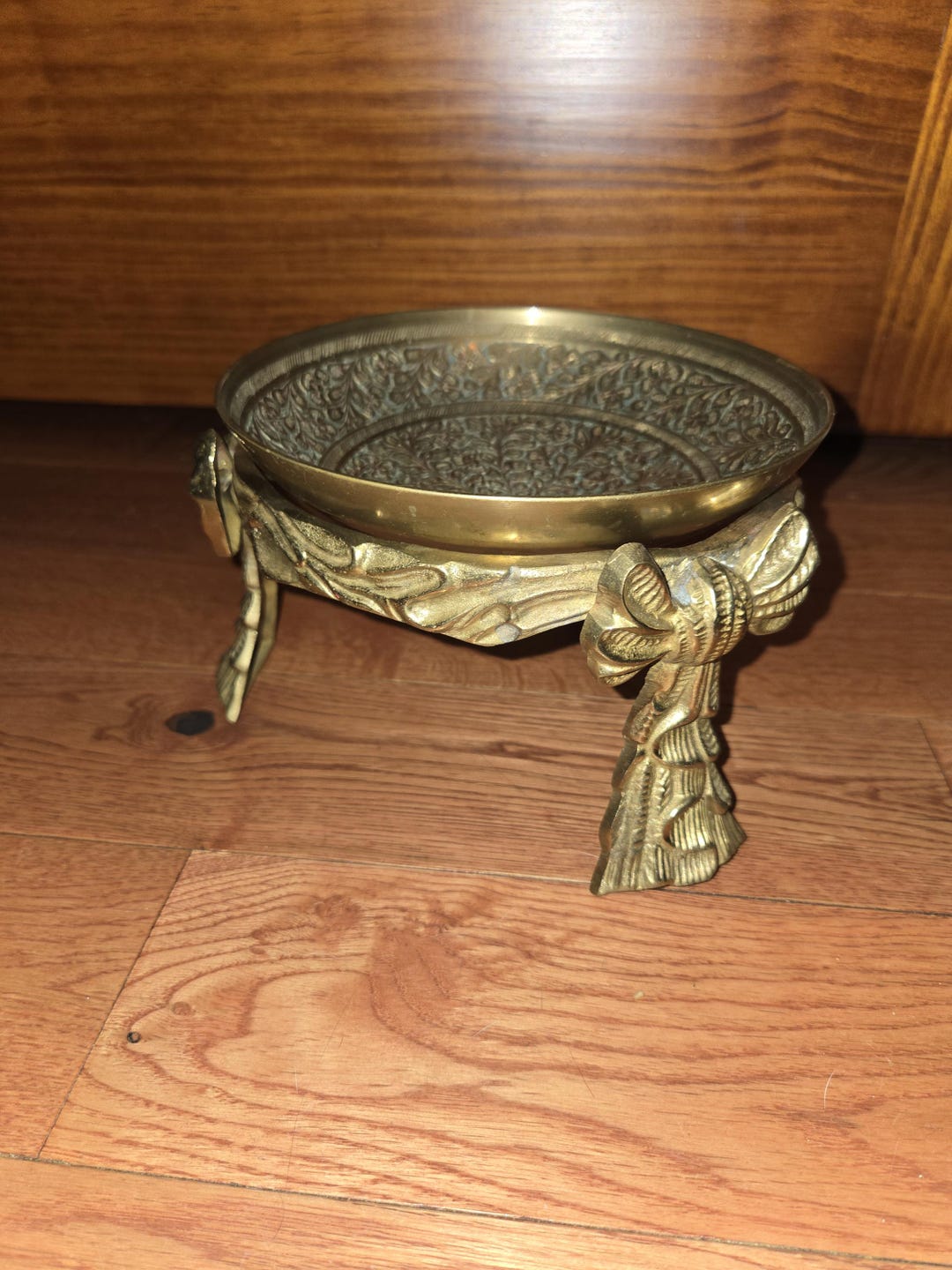 Antique Solid Brass Koota - Hand Engraved- Plate and Stand - Made in ...