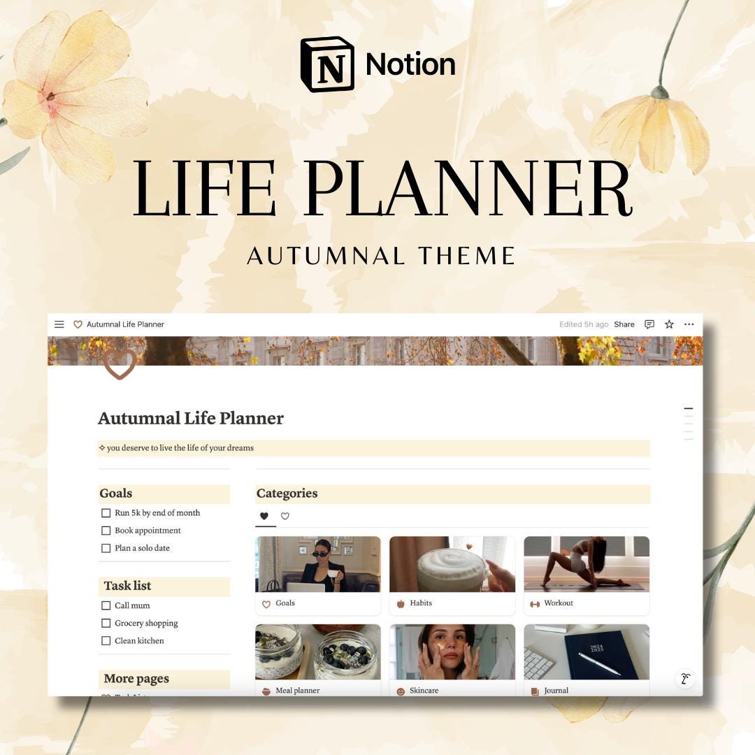 Yellow Notion Template | Autumn Inspired Daily Planner| Instant Access ...