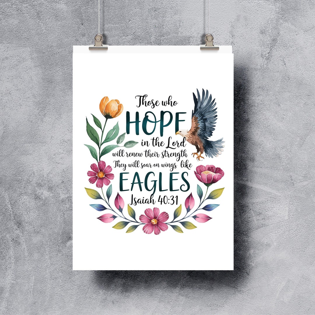 Christian Wall Art Printable Decor Christian Bible Verse Wall Art Soar ...