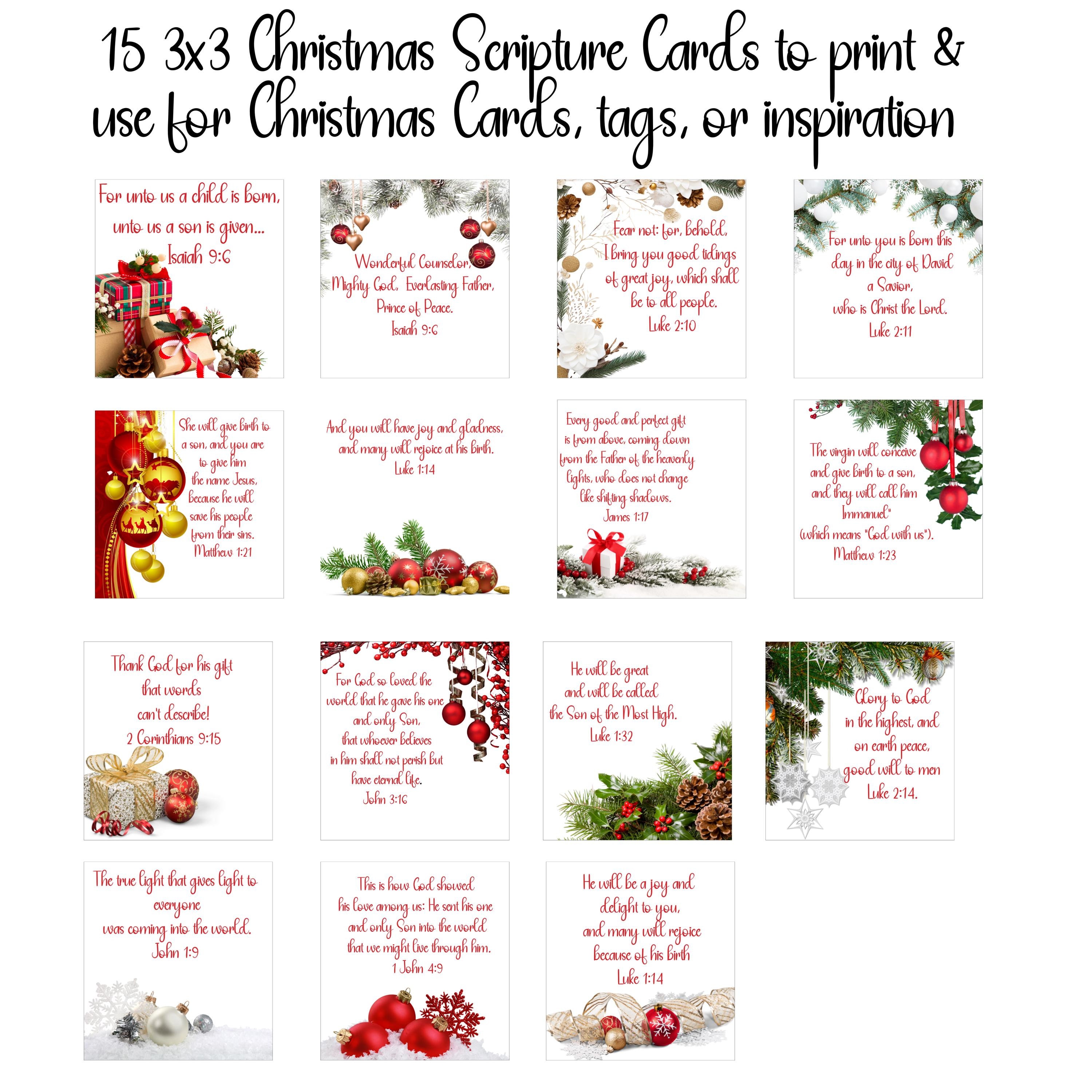 Printable Christmas Bible Verses, Gift Tag or Card, Christian Christmas ...