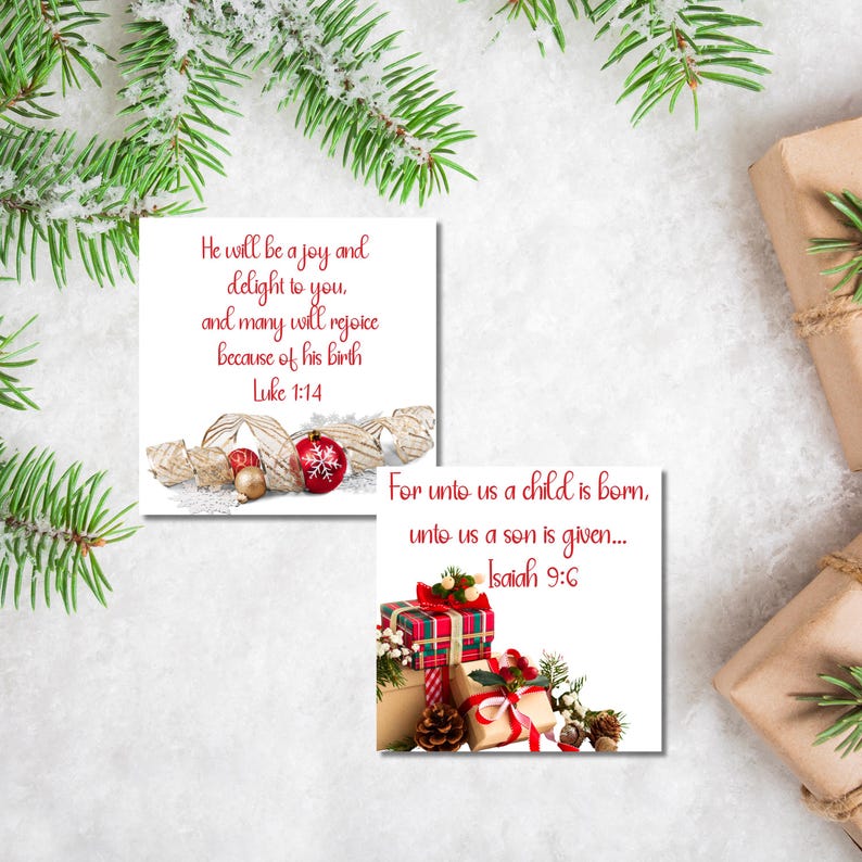 Printable Christmas Bible Verses, Gift Tag or Card, Christian Christmas ...