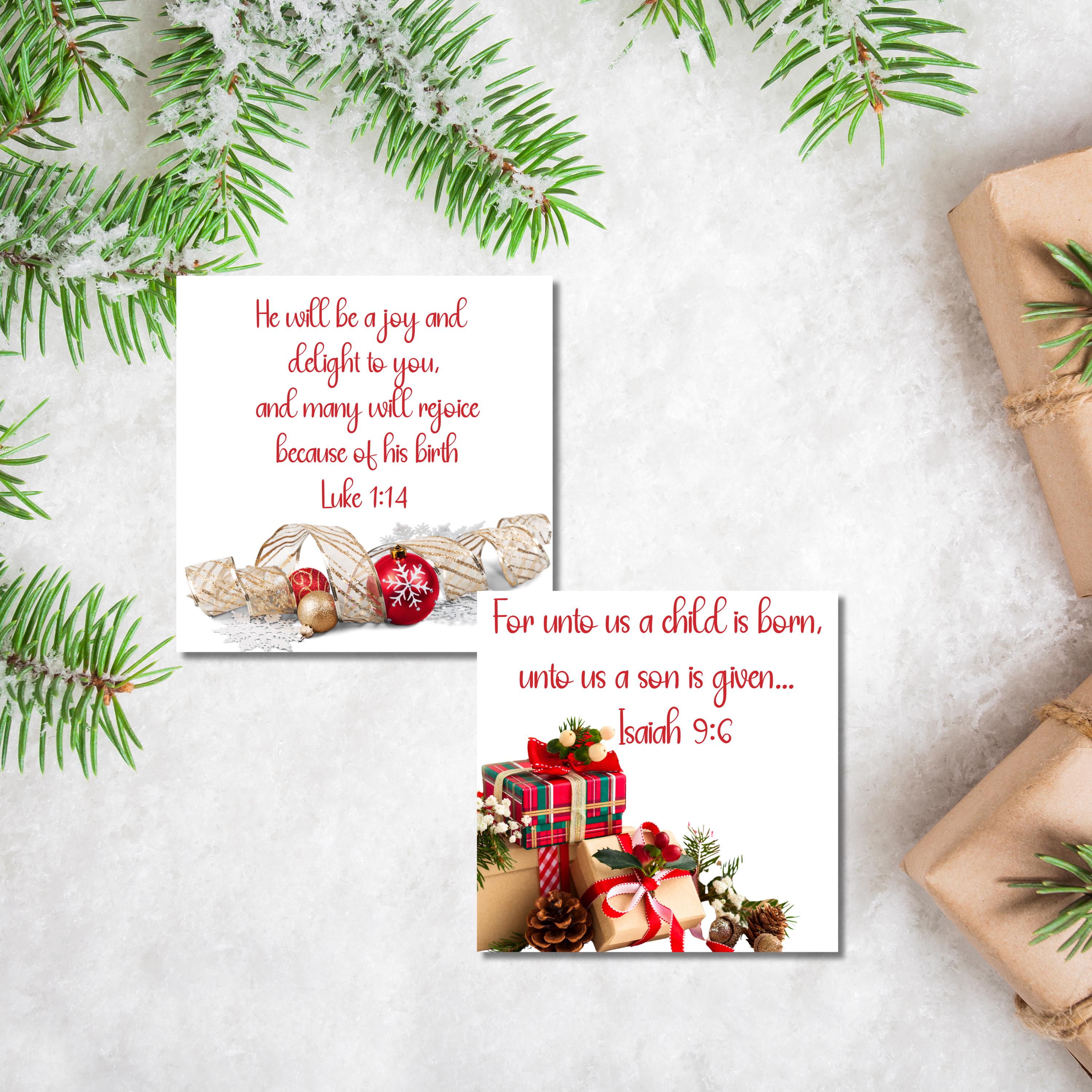 Printable Christmas Bible Verses, Gift Tag or Card, Christian Christmas ...