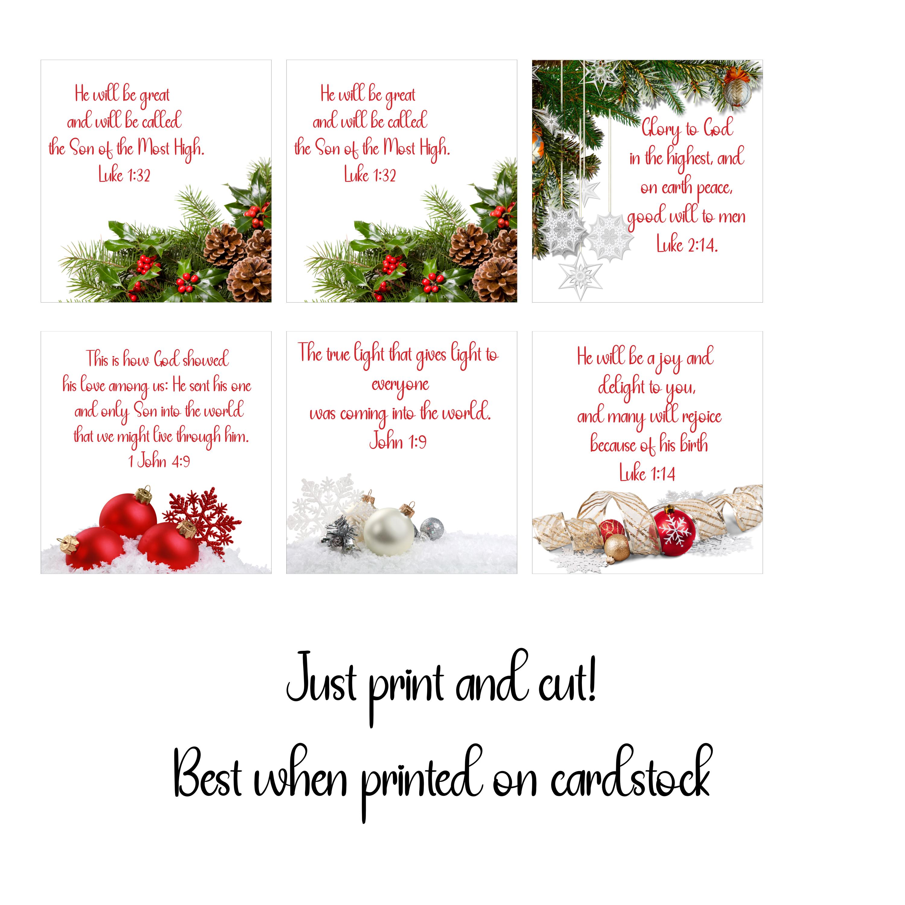Printable Christmas Bible Verses, Gift Tag or Card, Christian Christmas ...
