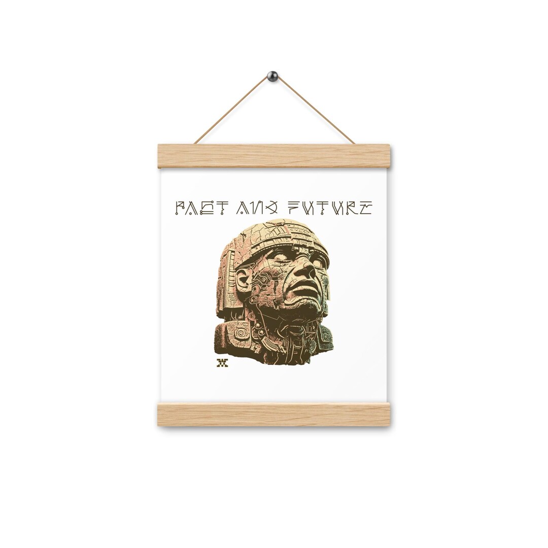Past and Future Olmec Poster With Wooden Hangers by Futuro Anawaka - Etsy