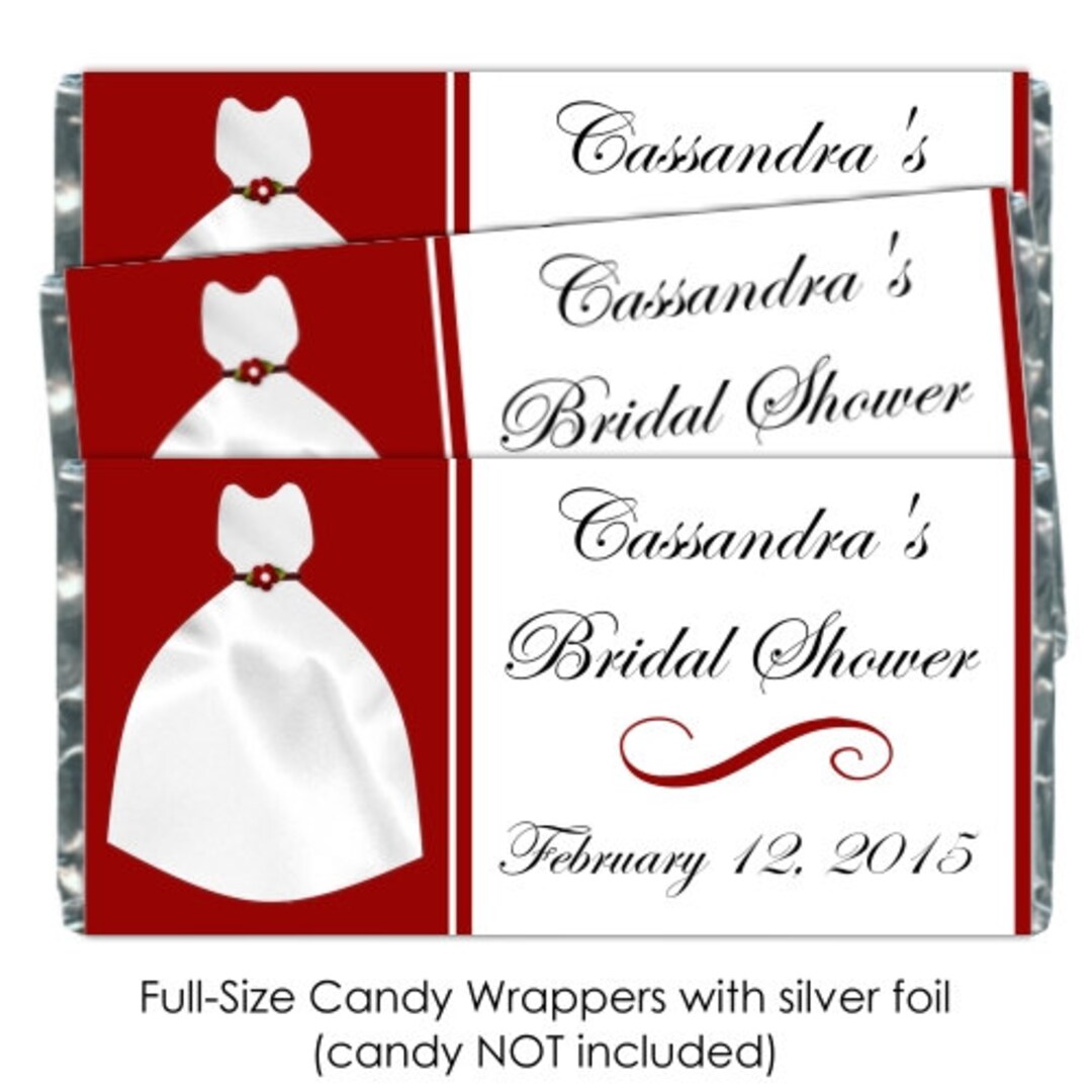 Wedding Candy Wrappers, Wedding Dress Bridal Shower Candy Wrappers ...