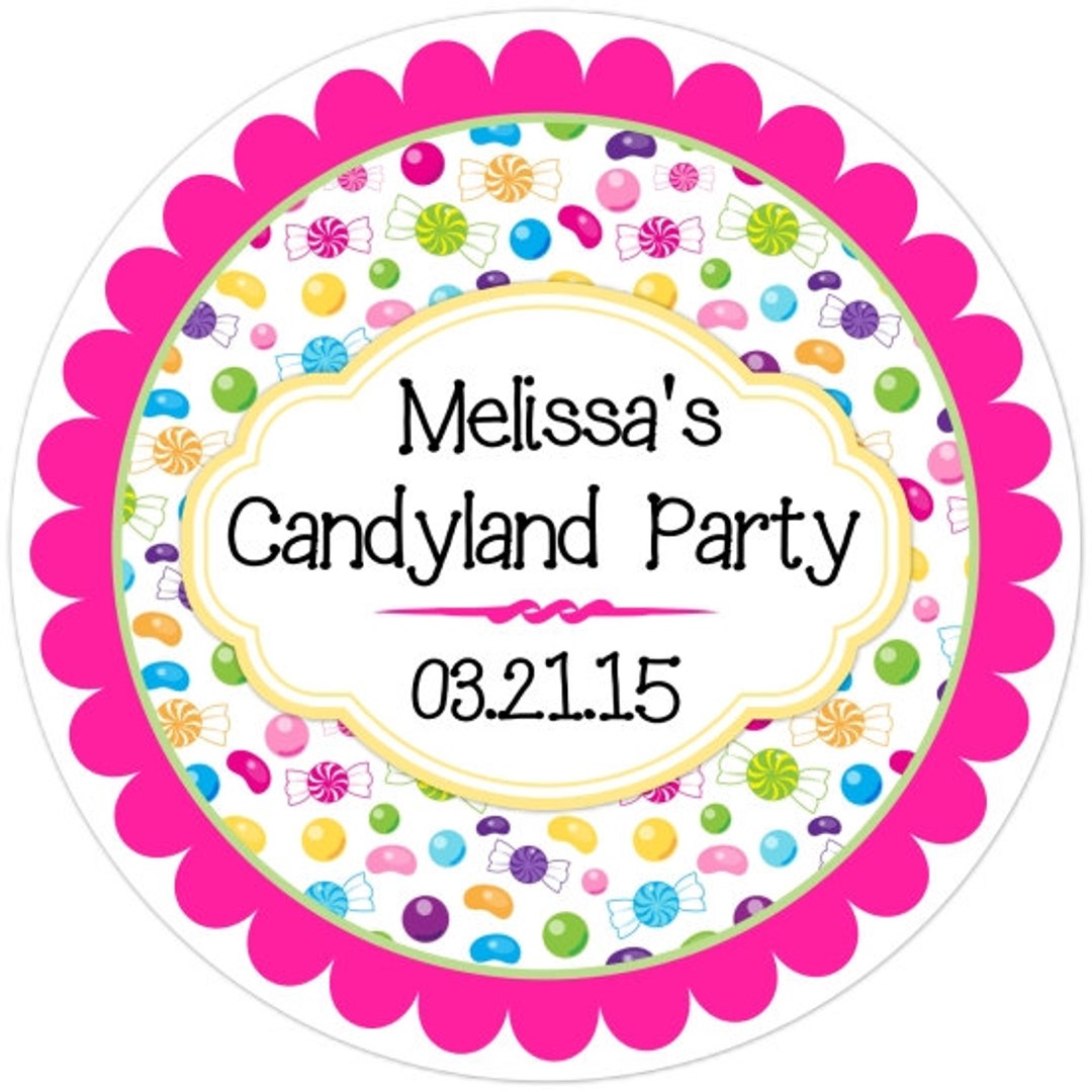 36 Candy Birthday Labels, Custom Candy Land Stickers, Candy Shoppe ...