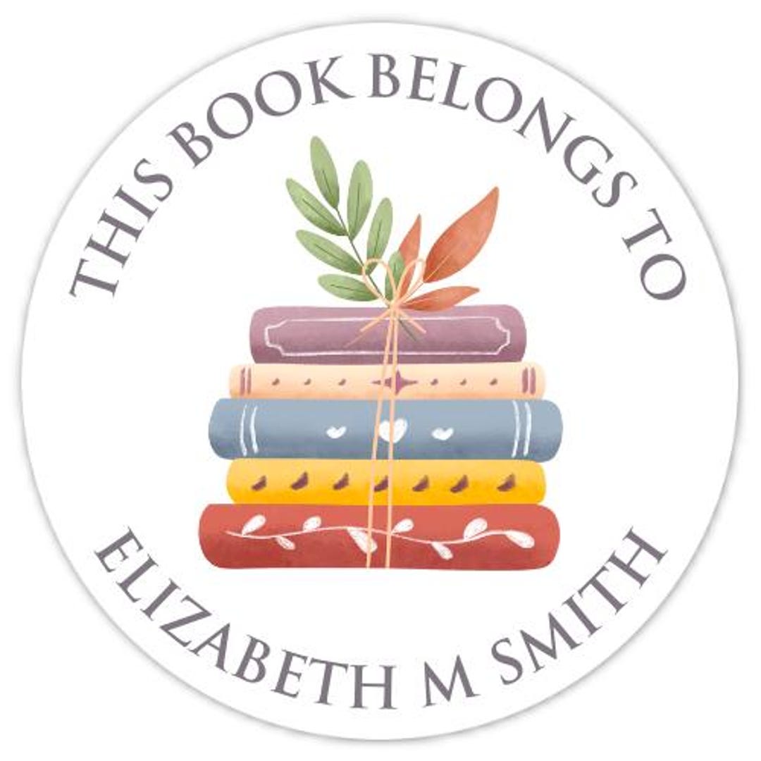 40 Custom Back to School Stickers, Cute Book Stack Book Belongs to ...
