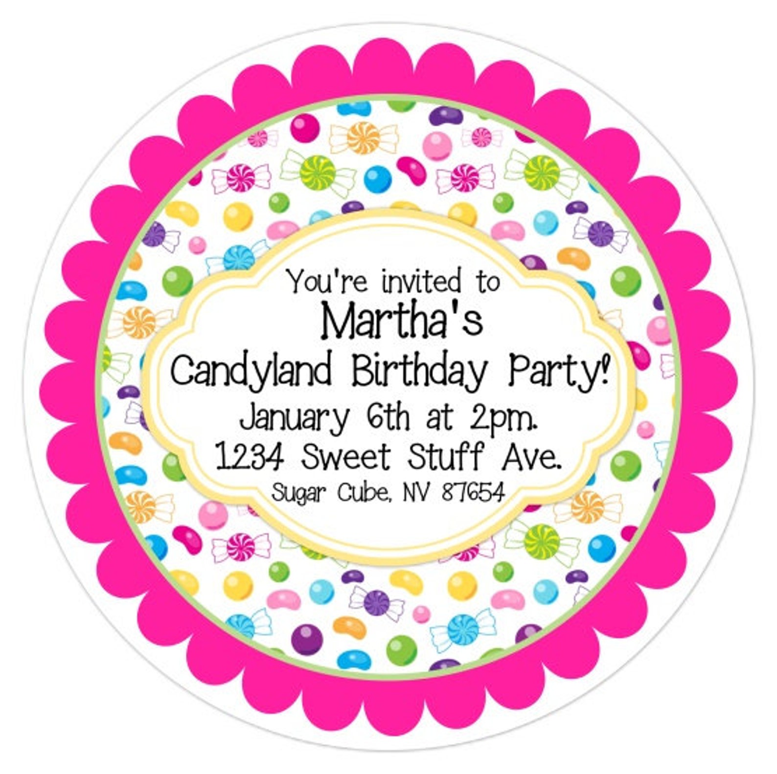 Candyland Birthday Invitation Sticker Lollipop Stickers | Etsy