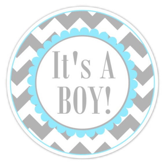 Items similar to Baby Shower Labels, Chevron It's A Boy Stickers - 2.5 ...